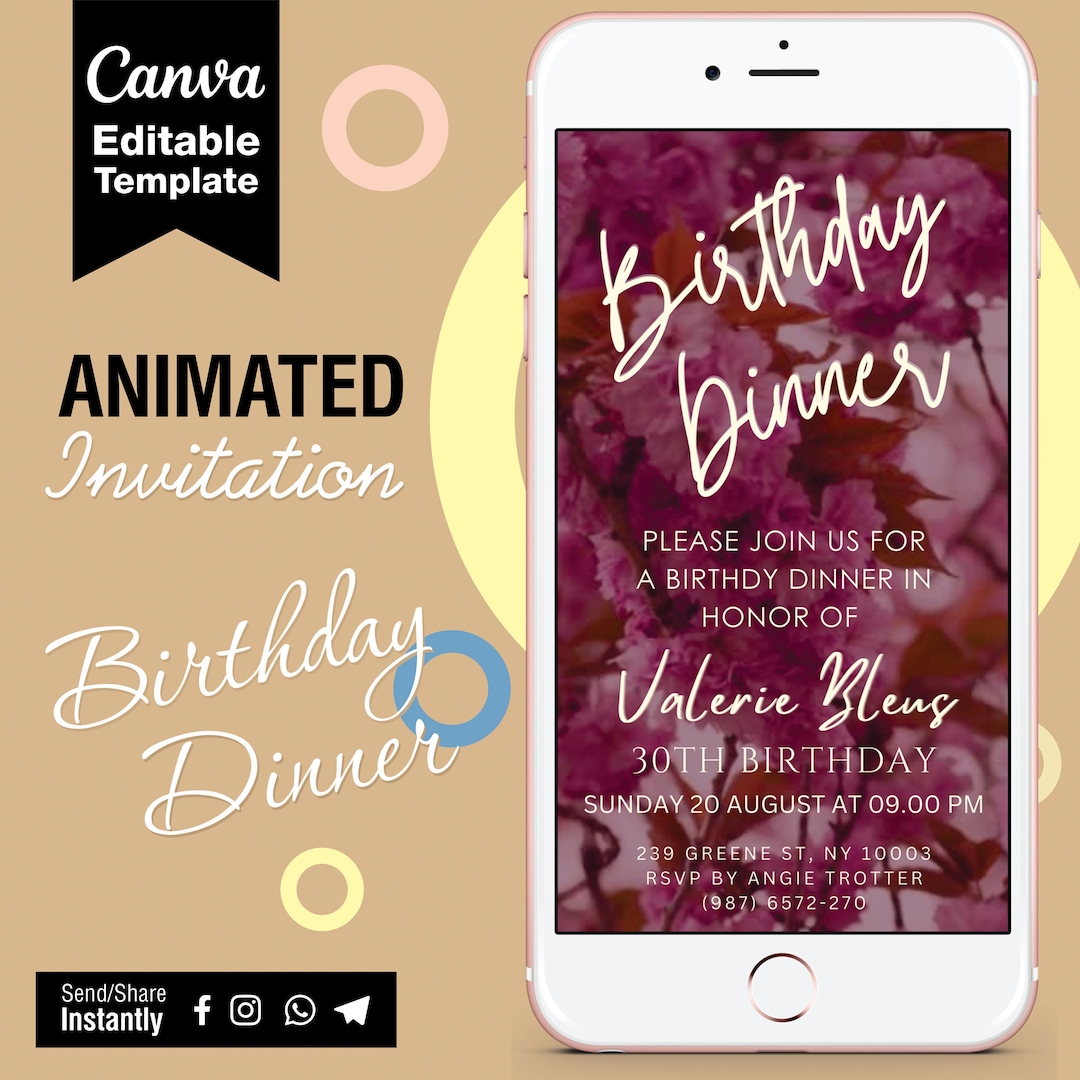 Birthday Dinner Video Invites | Virtual Birthday Dinner Invites ...