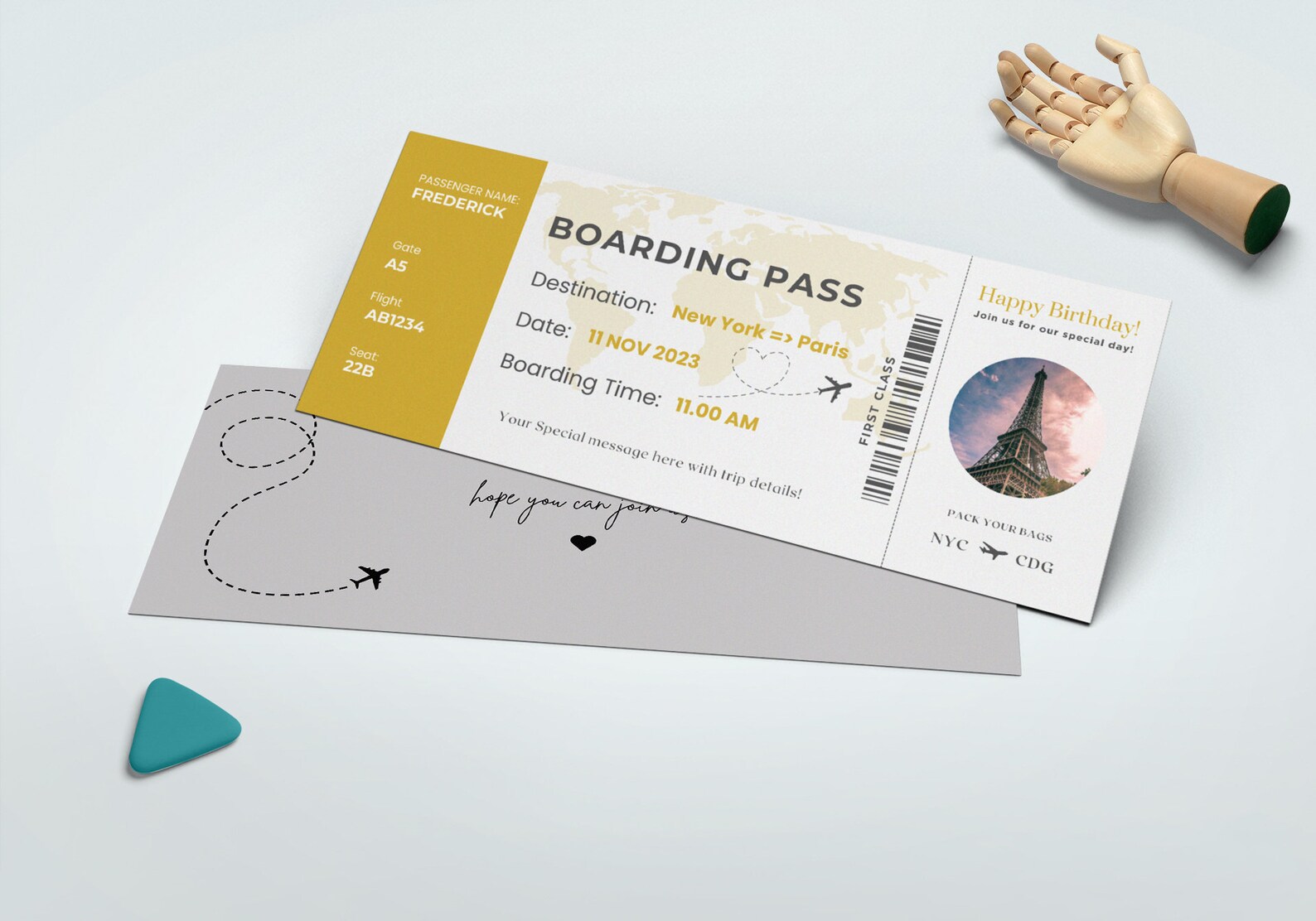 Boarding Pass Invitation Digital Download, Editable Canva Template ...
