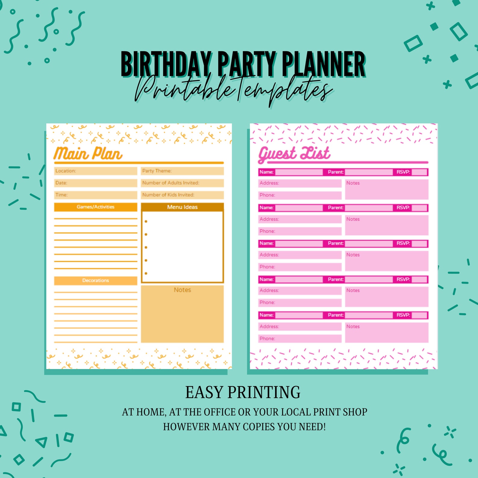 Birthday Party Planner Party Planner Kids Birthday Planner - Etsy