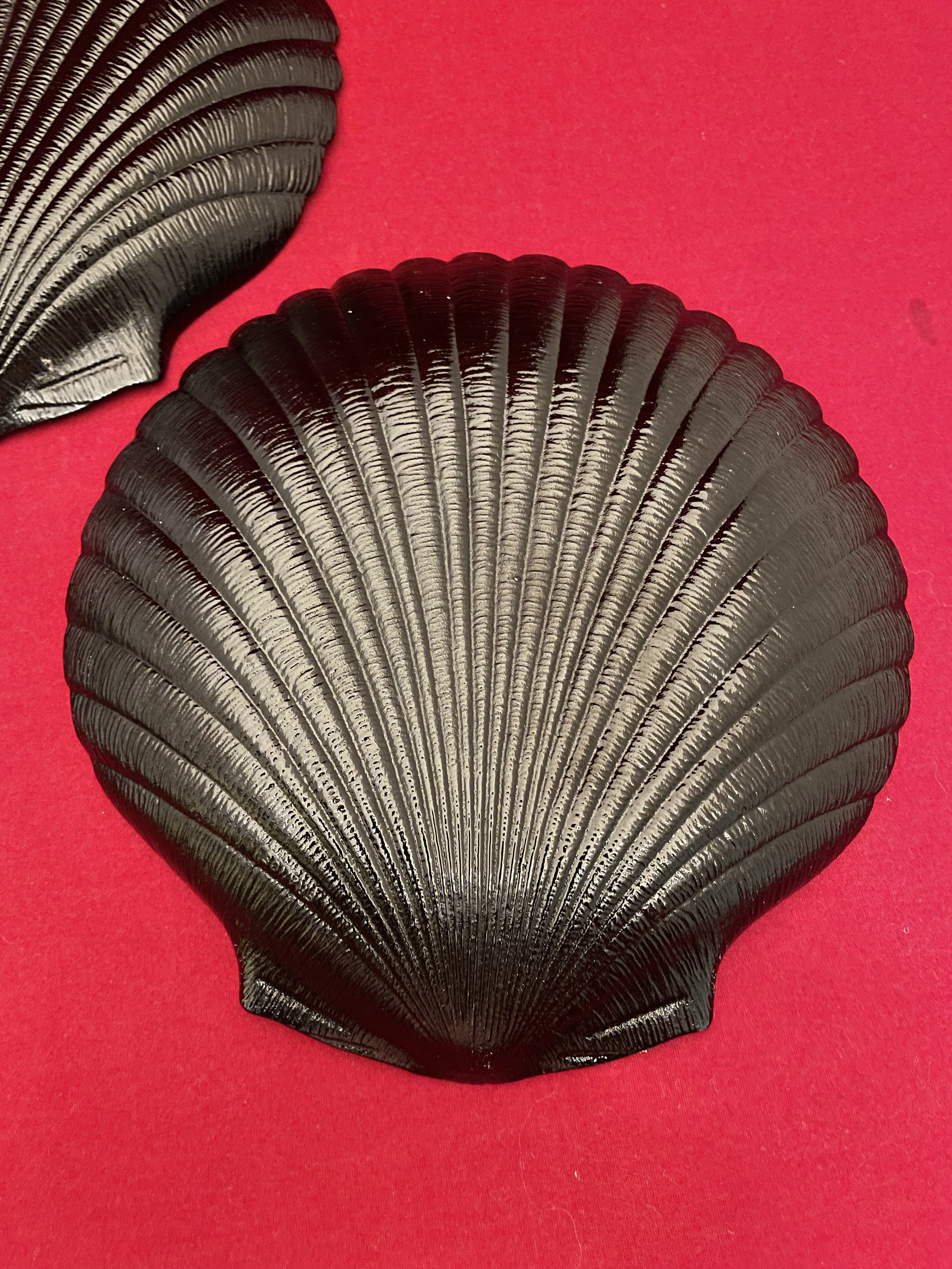 Vintage ARCOROC 8 Scallop Shell Plate, Durable Black Milk Glass, Beach ...