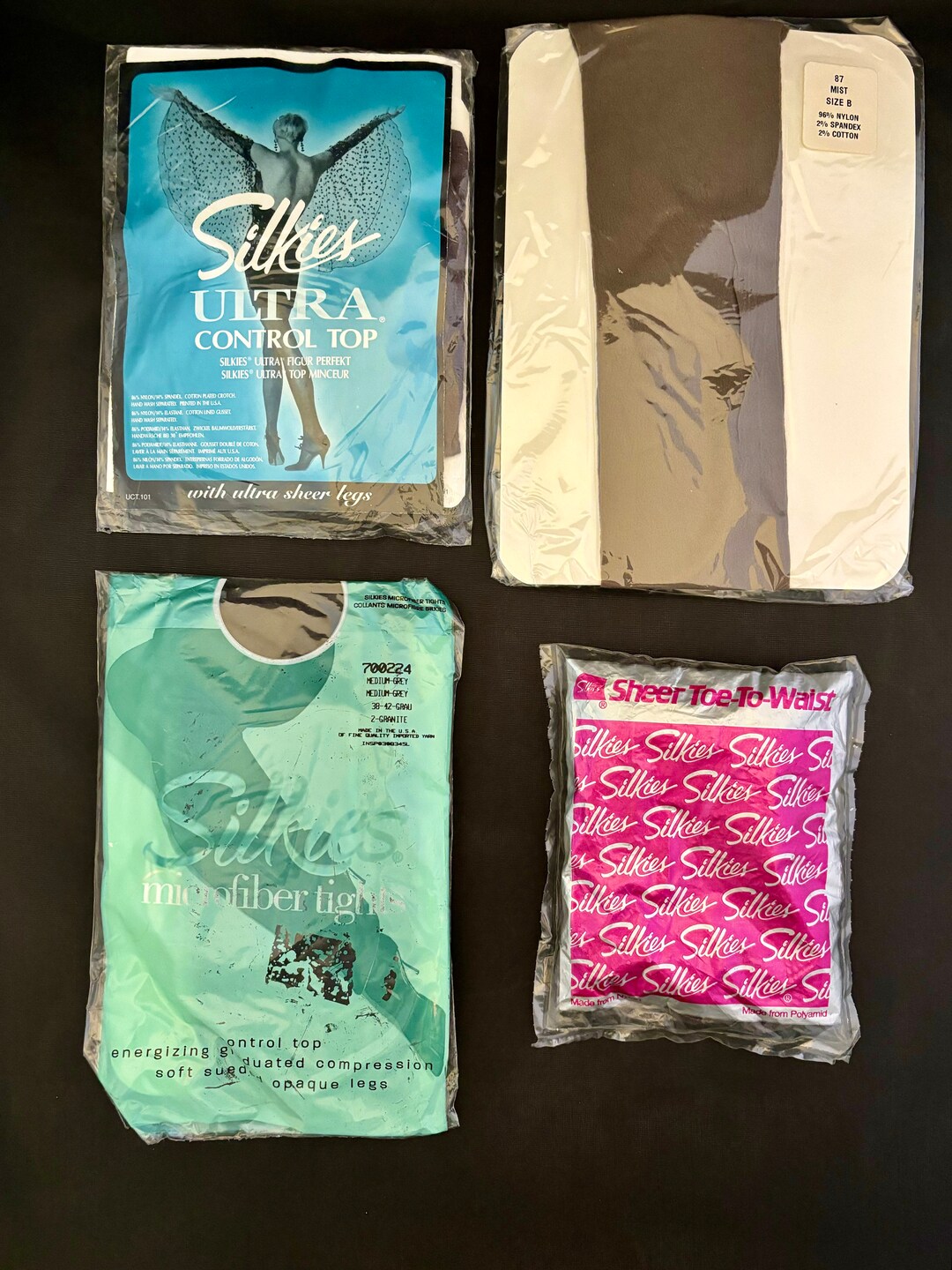 1990's Pantyhose GREY Nylon NOS, Choose Size M / L -silkies Sheer-to ...