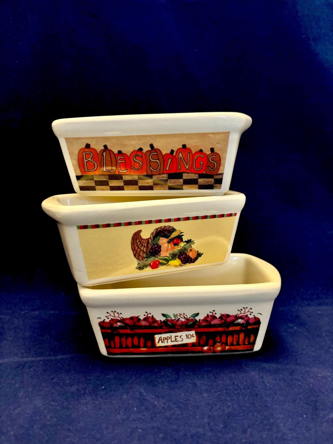 Vintage Fall Harvest Mini Loaf Pan: Choose Pumpkins, Apples, Horn of ...