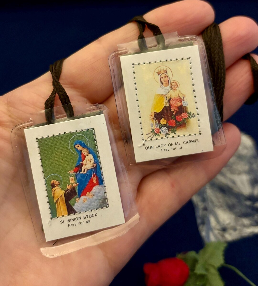 Vintage Brown Wool Devotional Scapular Consecrated to Mary, NOS Mid ...