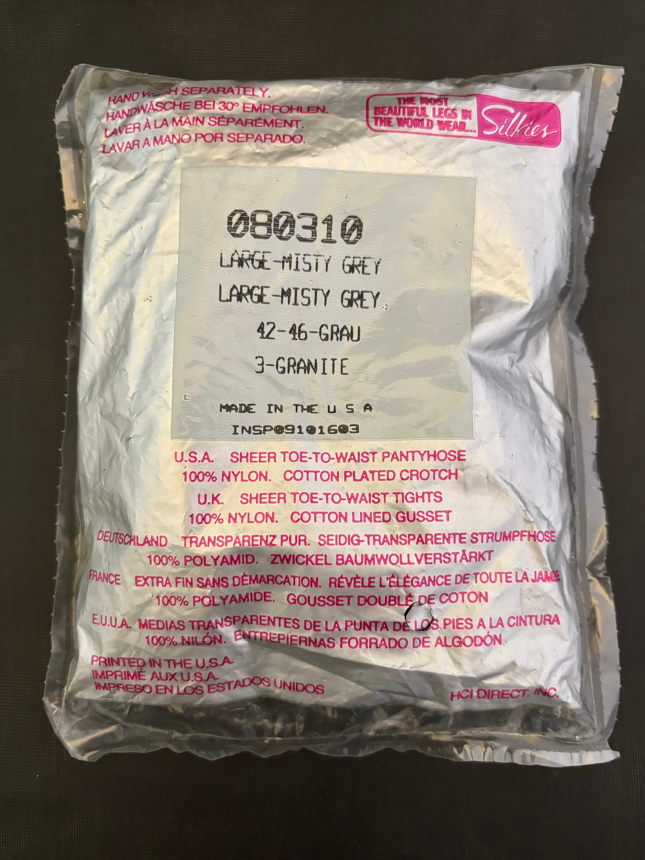 1990's Pantyhose GREY Nylon NOS, Choose Size M / L -silkies Sheer-to ...