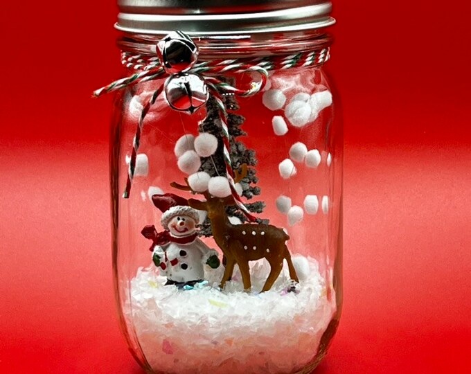 Whimsical Water-less Mason Jar Snow Globe - Etsy