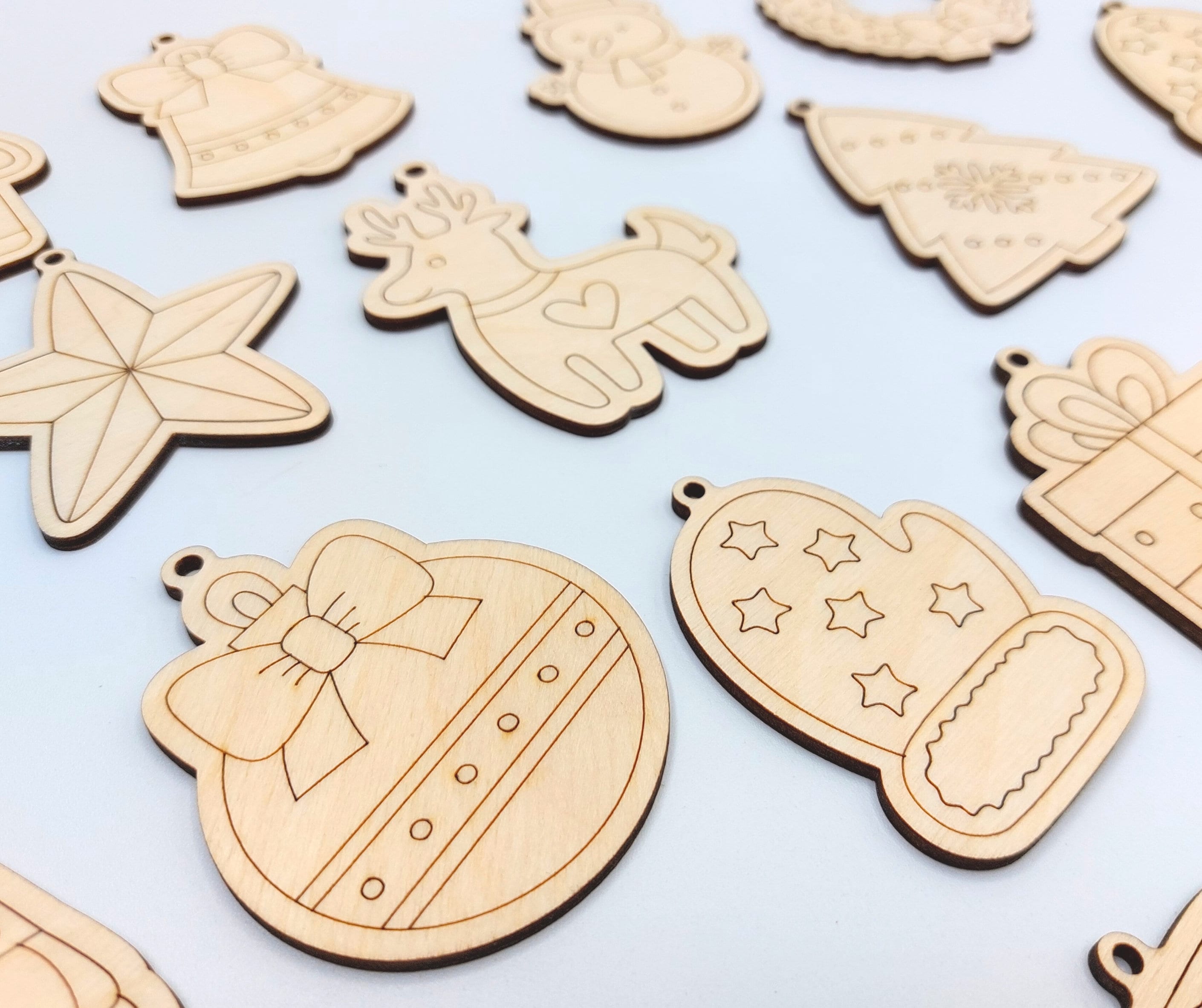 18pcs Wooden Christmas Ornament Coloring Kit, Christmas DIY Ornaments ...