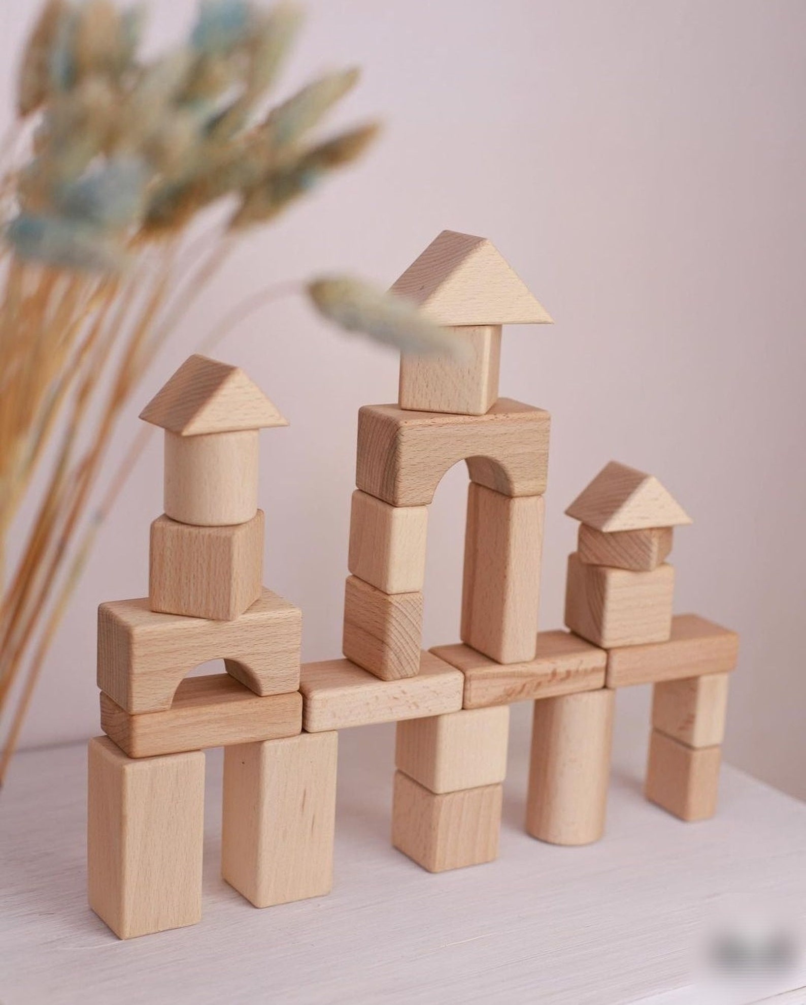 Building Blocks Set 24pcs, Montessori Natural Cubes, Waldorf Wooden ...