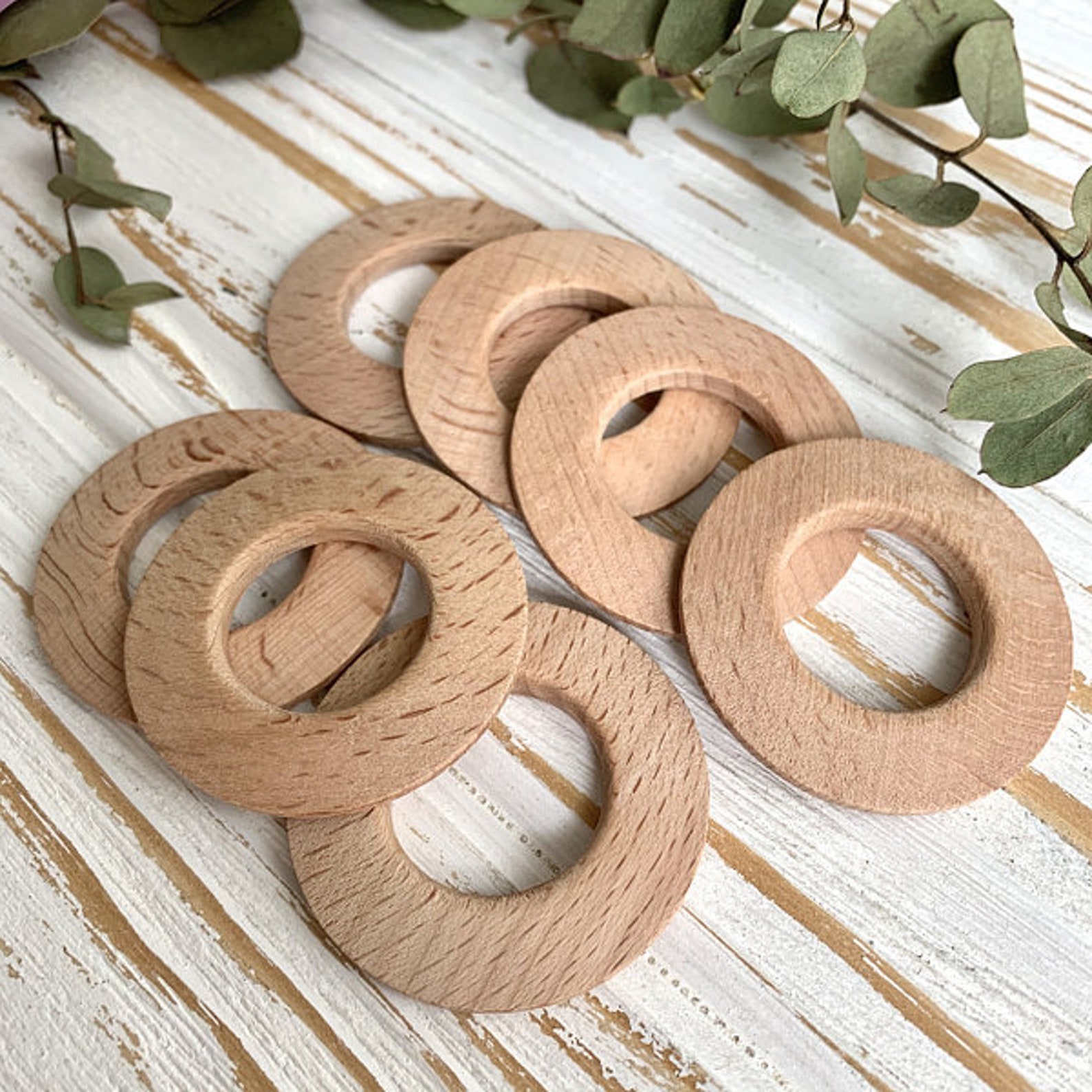 Flat round wood rings Unfinished wood rings 50mm Wood | Etsy