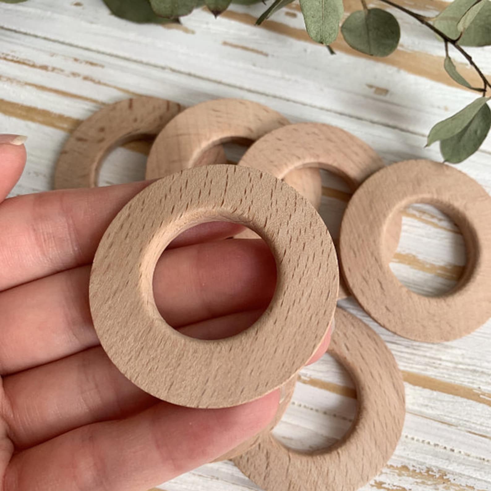 Flat round wood rings Unfinished wood rings 50mm Wood | Etsy