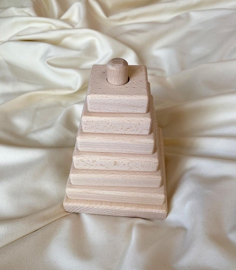 Piramide Montessori Natural Wood Eco Toy for Toddler, Geometric ...