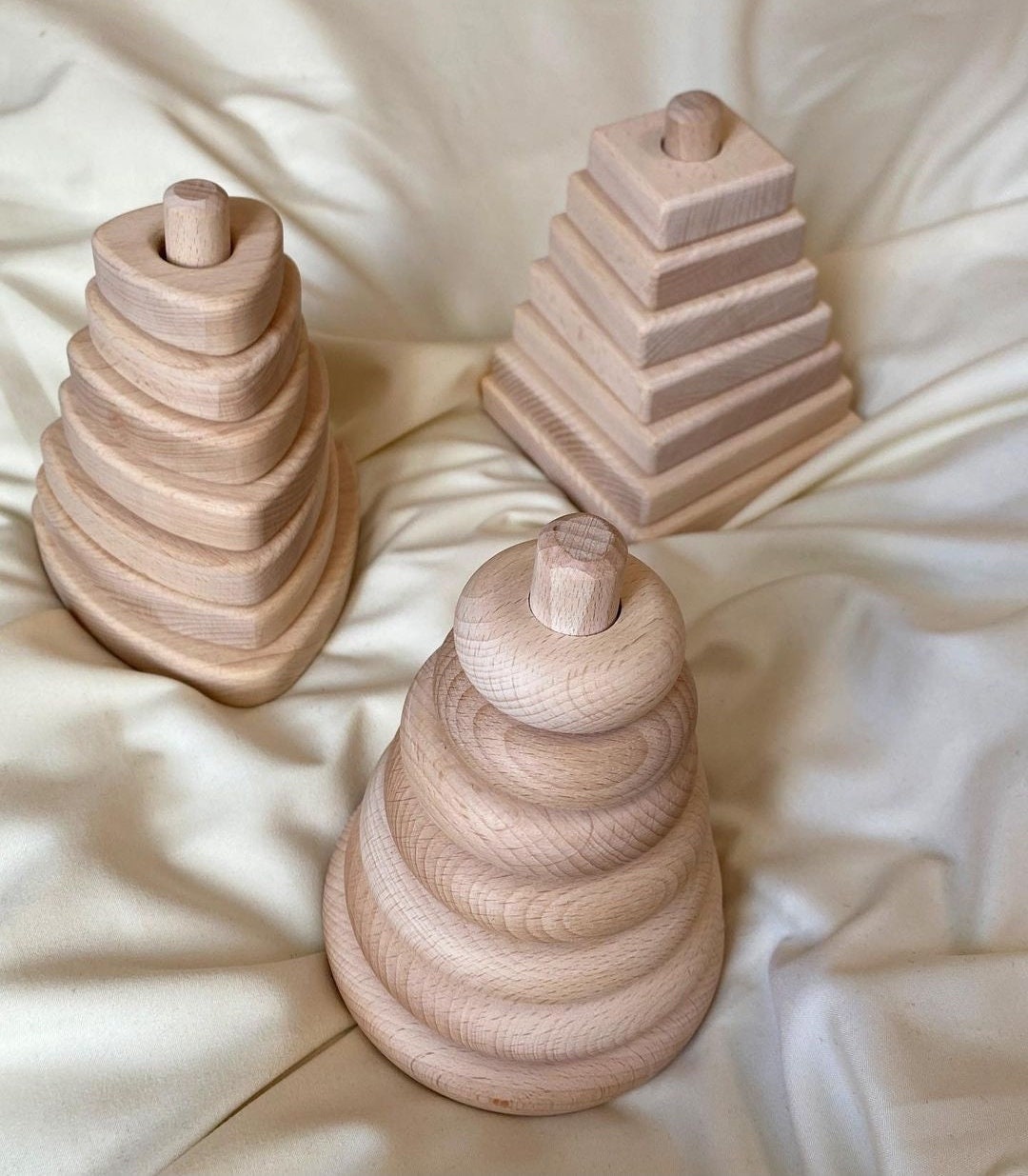 Piramide Montessori Natural Wood Eco Toy for Toddler, Geometric ...
