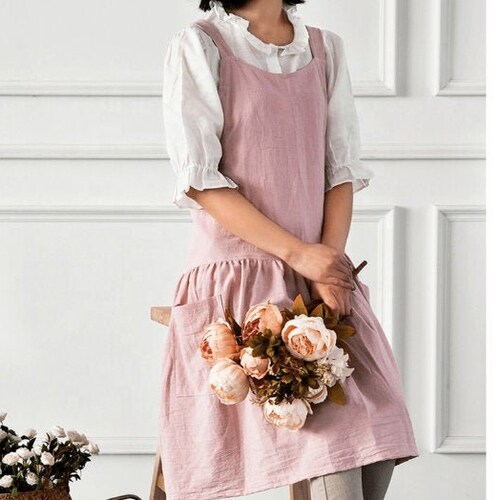 Linen Apron Dress for Women Cotton Aprons Comfortable Gift for - Etsy