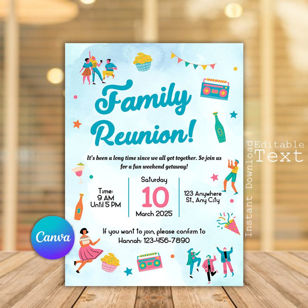 Family Reunion Invitation, Family Picnic Invitation, Reunion BBQ ...