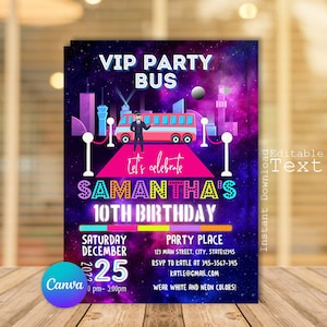 VIP Party Bus Invitation, Bus Party Invitation, VIP Bus Party Adult ...