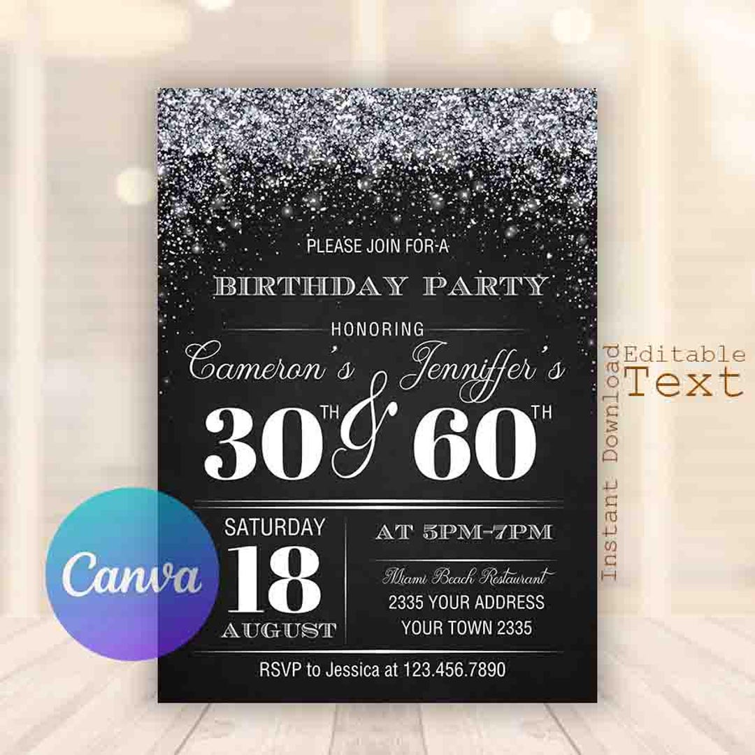 Adult Joint Birthday Invitation, Joint Surprise Birthday Party Invite ...