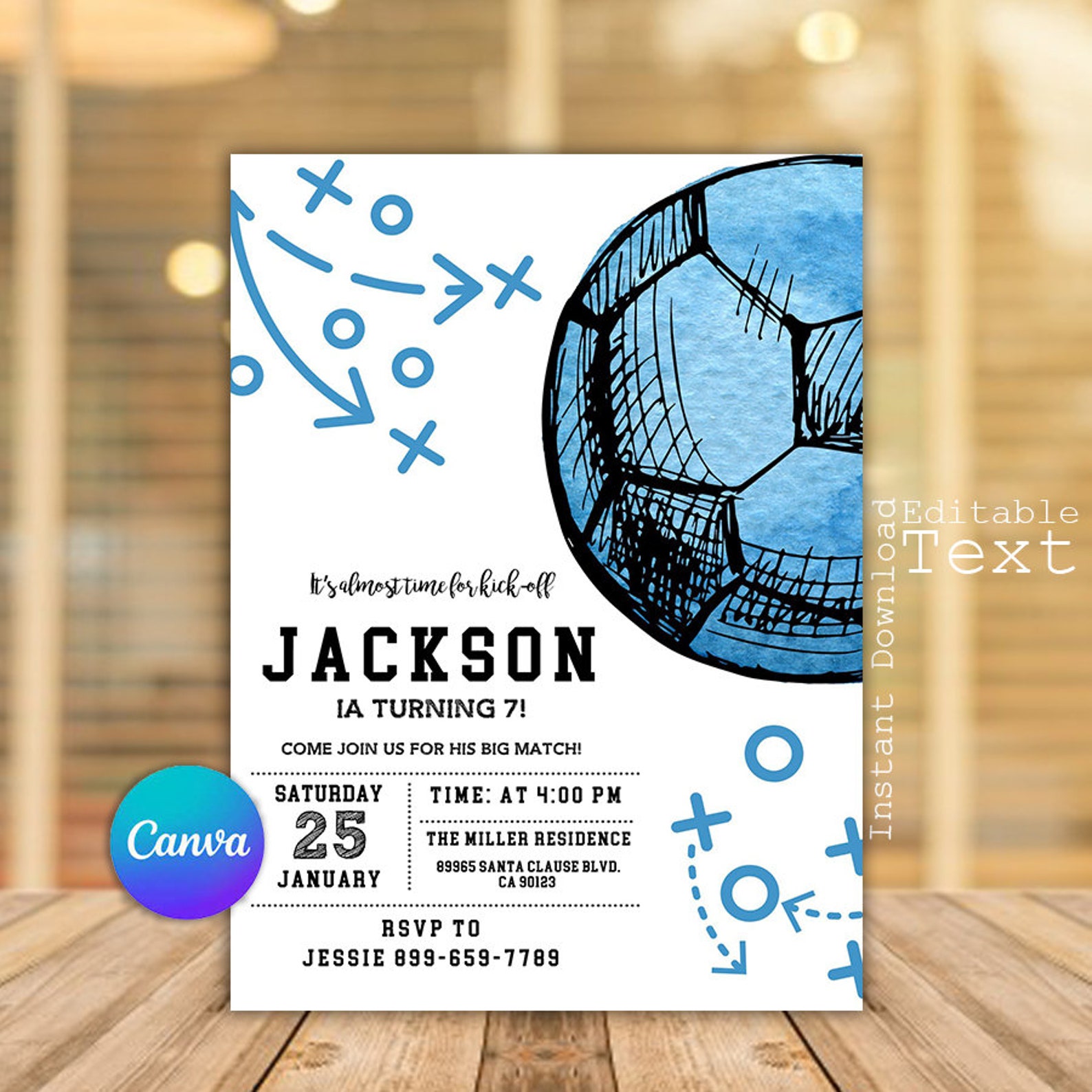 Soccer Birthday Invitation, Soccer Party Invite, Football Birthday, Let ...