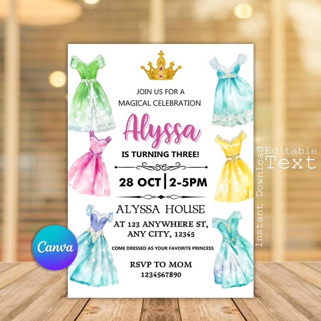 Princess Birthday Invitation, Magical Celebration Princess Invite ...