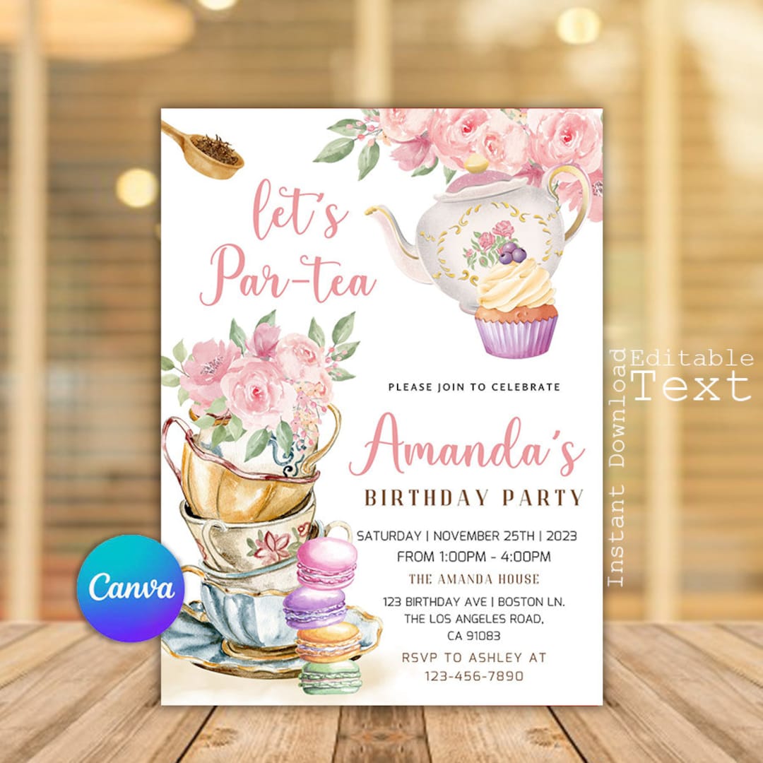 Tea Party Invitation, Tea Party Birthday Invitation, Tea Party Invite ...