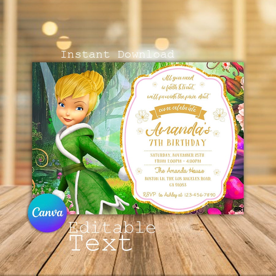 Tinkerbell Invitation, Tinkerbell Birthday Invitation, Tinkerbell Party ...