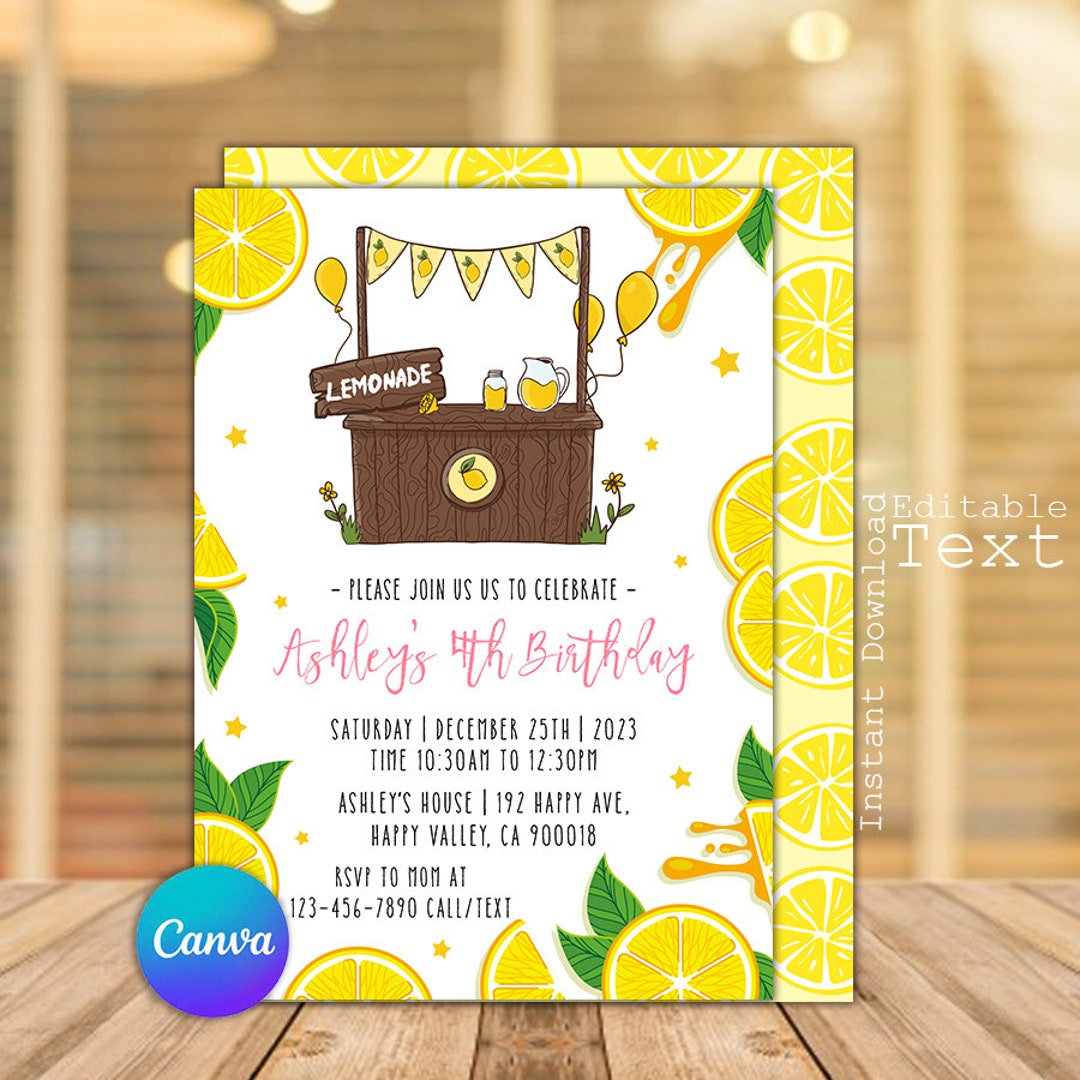 Lemonade Invitation, Lemonade Birthday, Sunshine and Lemonade ...