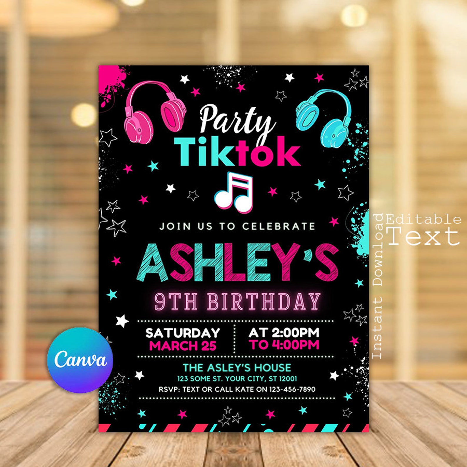 Tiktok Birthday Invitation, Titok Party, Tiktok Birthday, Tiktok ...