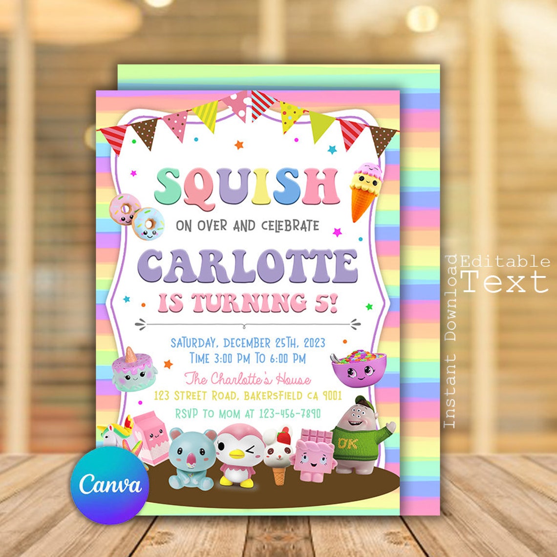 Squishy Invitation, Squishmallow Birthday Invitation, Squishmallows ...
