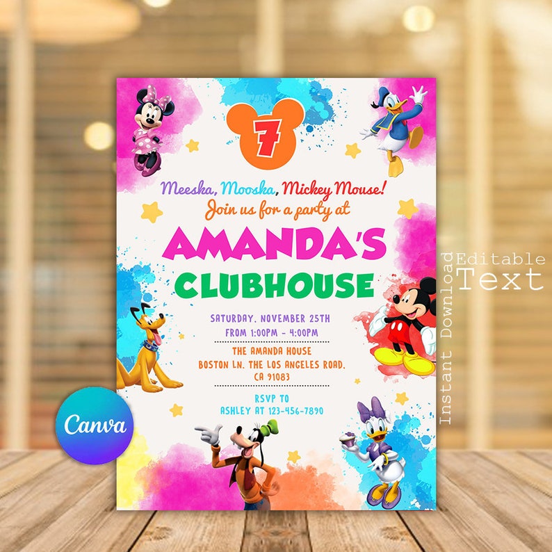 Mickey Mouse Clubhouse Birthday Invitation, Mickey Mouse Clubhouse ...
