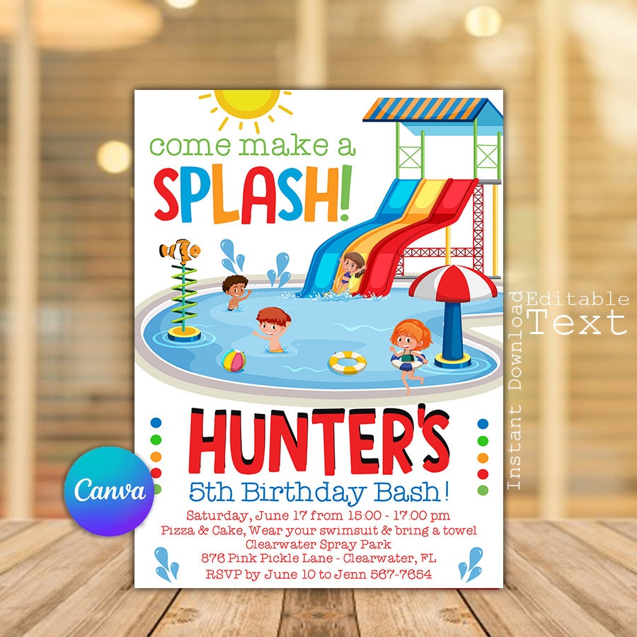 Splash Pad Birthday Invitation, Splash Pad Party, Splash Pad Invitation ...