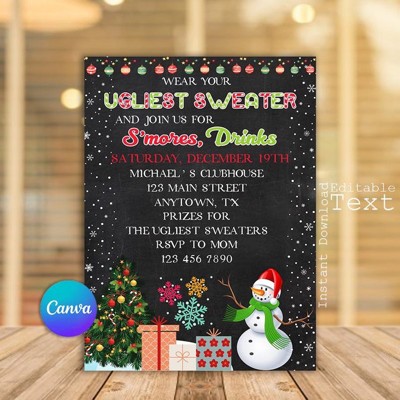 Ugly Sweater Party Invitation, Ugly Christmas Sweater Invitation, Ugly ...