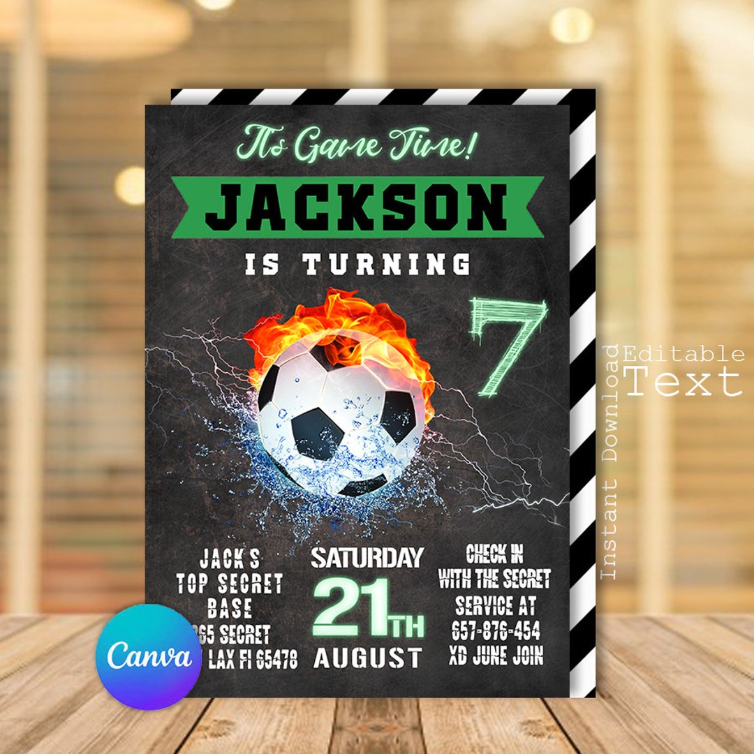 Soccer Birthday Invitation, Soccer Invitation, Sports Invitation ...