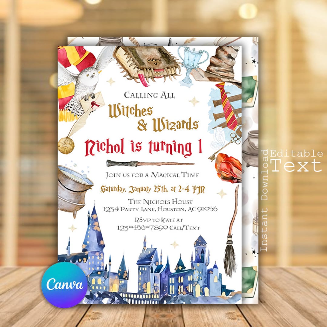 Wizard Party Invitation, Wizard Birthday Invitation, Wizard Invitation ...