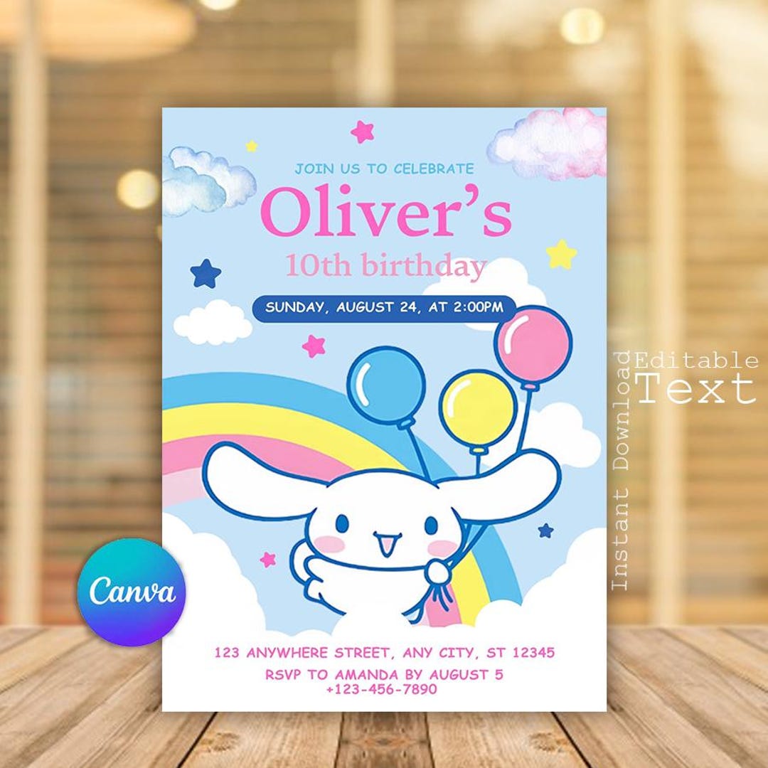 Kawaii Cat Invitation, Kitty and Friends Invitation, Kitty and Friends ...