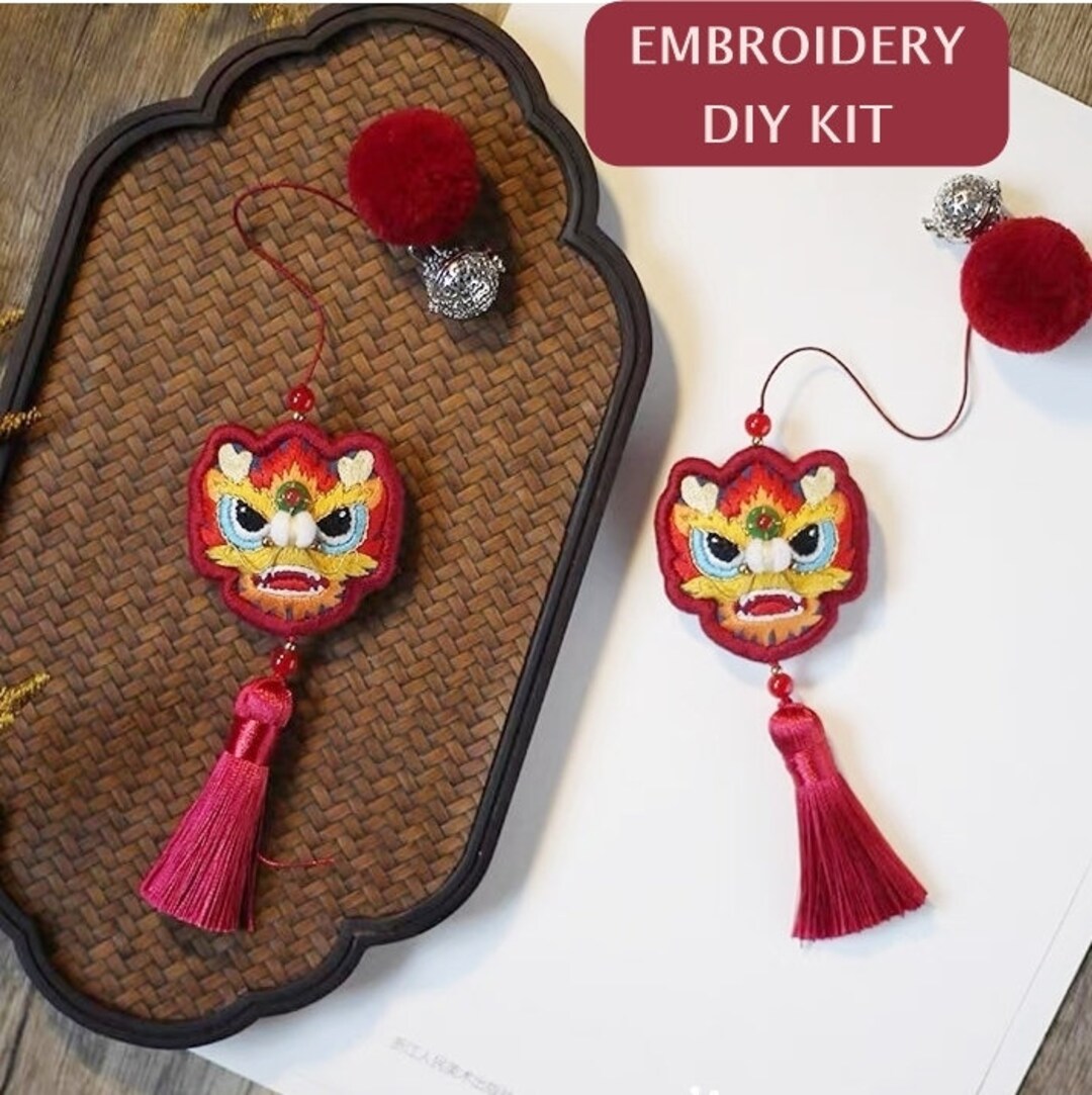 Mini Dragon Amulet DIY Emrboidery Kit, Good Luck Bag Accessory, Car ...