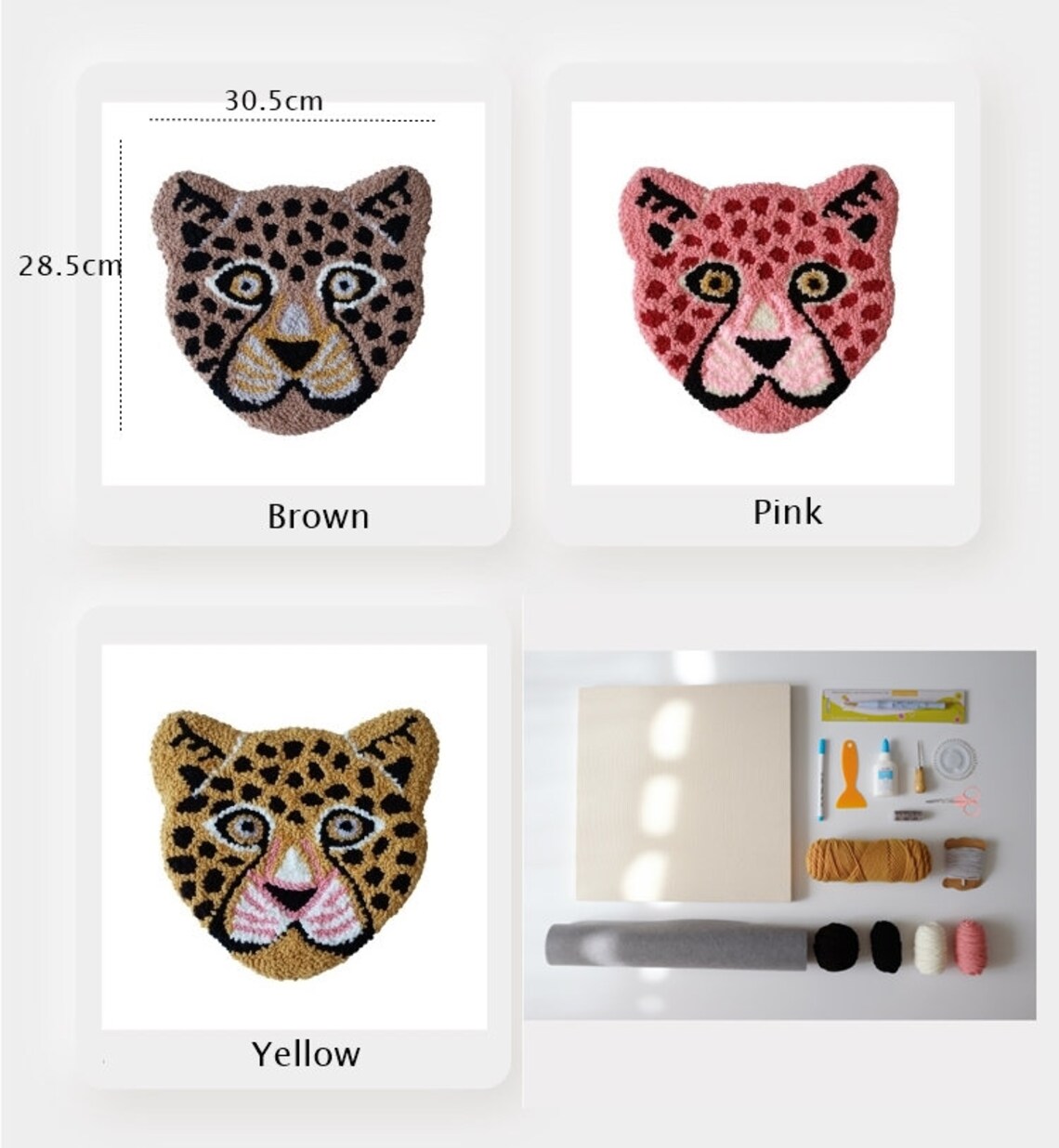 Leopard / Beginners DIY Punch Needle Kit/handmade Jaguar Woolen Yarn ...