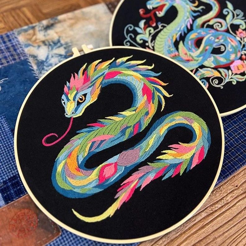 Spirit Snake, DIY Embroidery Kit, Start Kit for Beginner, Hand ...