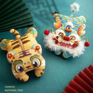 Chinese Tiger & Dragon Chest Bag - DIY Embroidery Kit - Finished ...