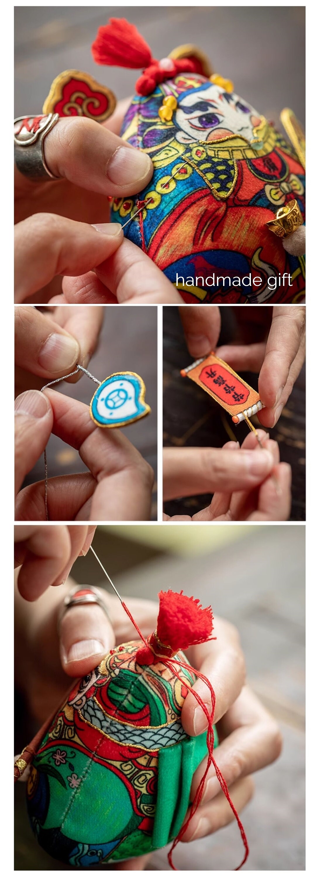 Five Gods of Wealth 5 in 1 Gift Set Hand Embroidered Needlepoint Art ...