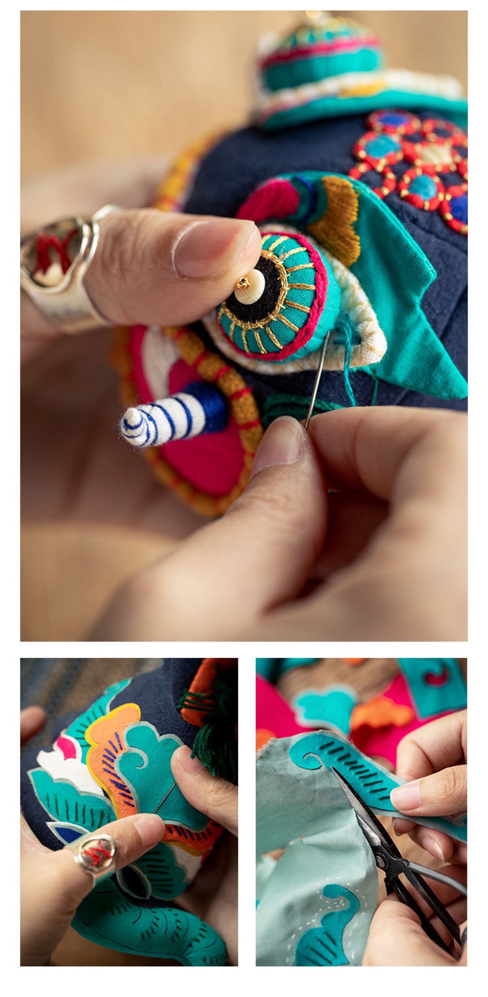 Chinese Foo Dog DIY Embroidery Kit, Moxa Tiger Doll, Handmade Foo Lion ...