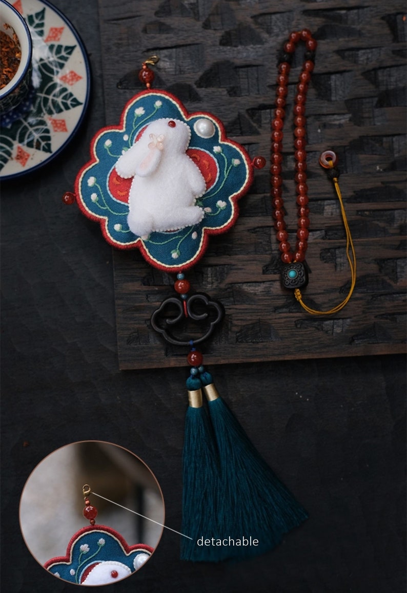 DIY Lucky Amulet, Rabbit Amulet Emrboidery Felting Kit, Handmade Sachet ...