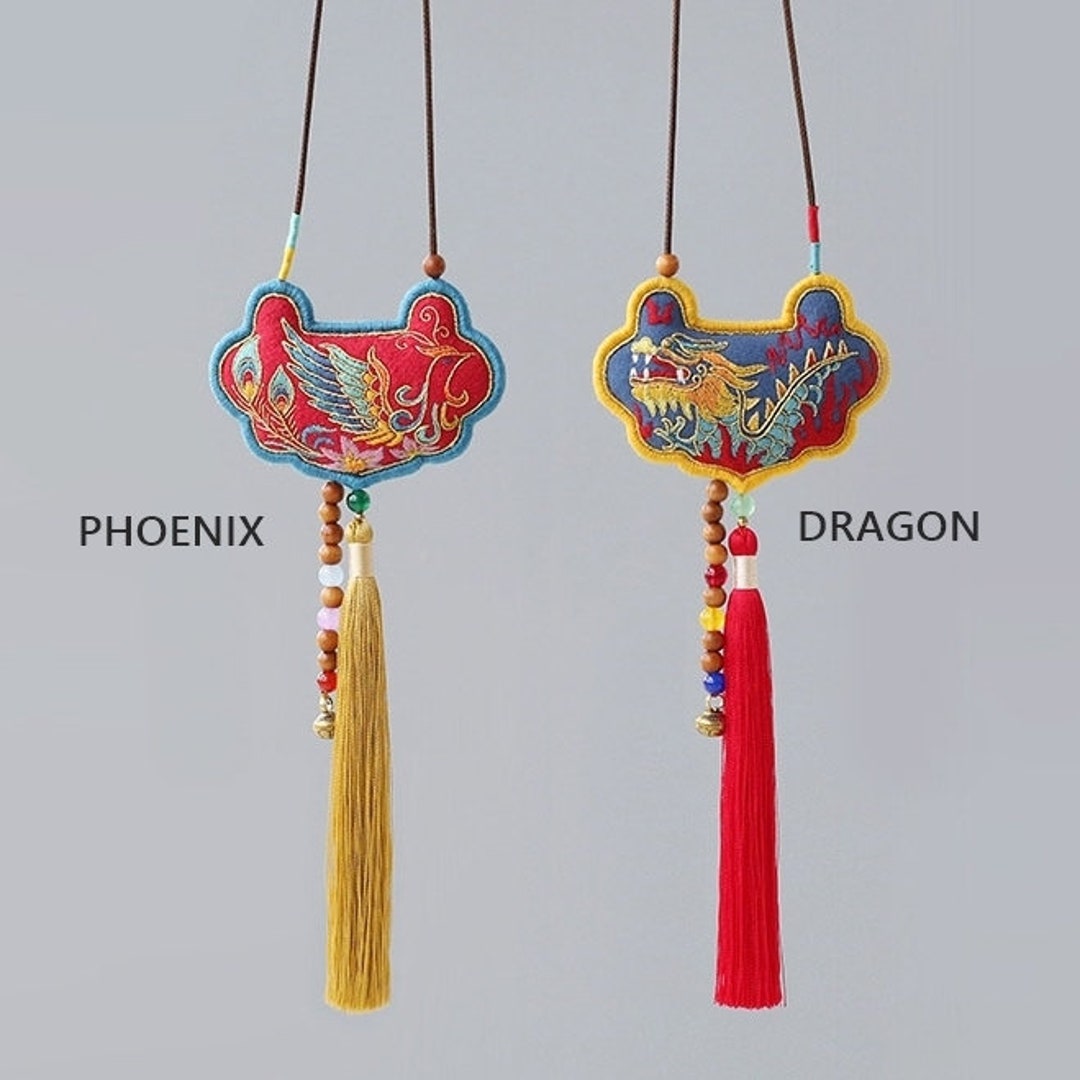 Phoenix & Dragon Amulet, DIY Emrboidery Kit, Protection Accessory ...