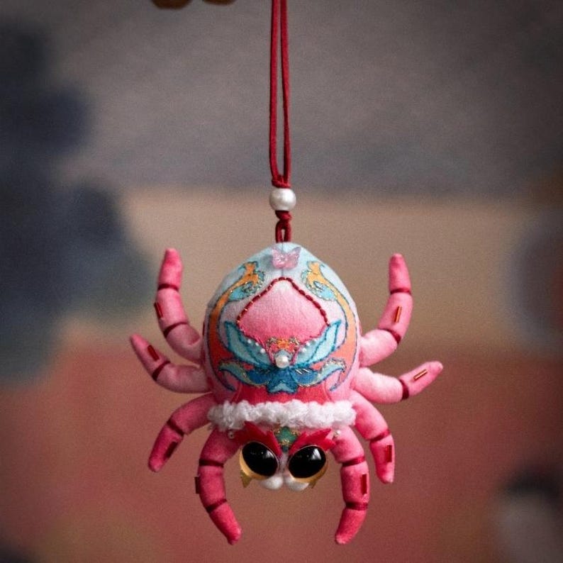 Pink Spider Amulet, DIY Embroidery Kit, Bring Happiness and Wealth ...