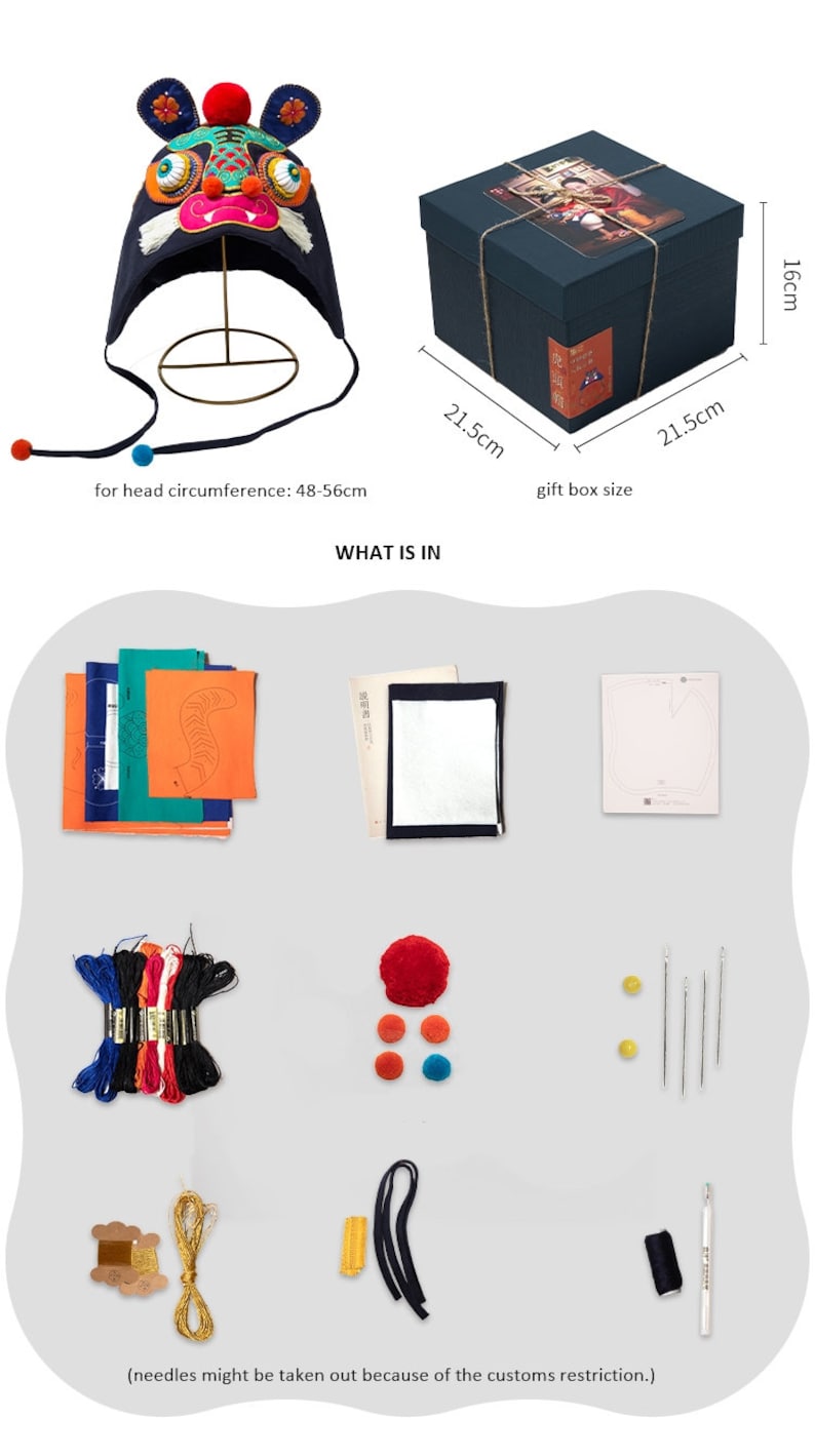 Tiger Head Hat Chinese Style Embroidery Kit Auspicious Tiger Good Luck ...