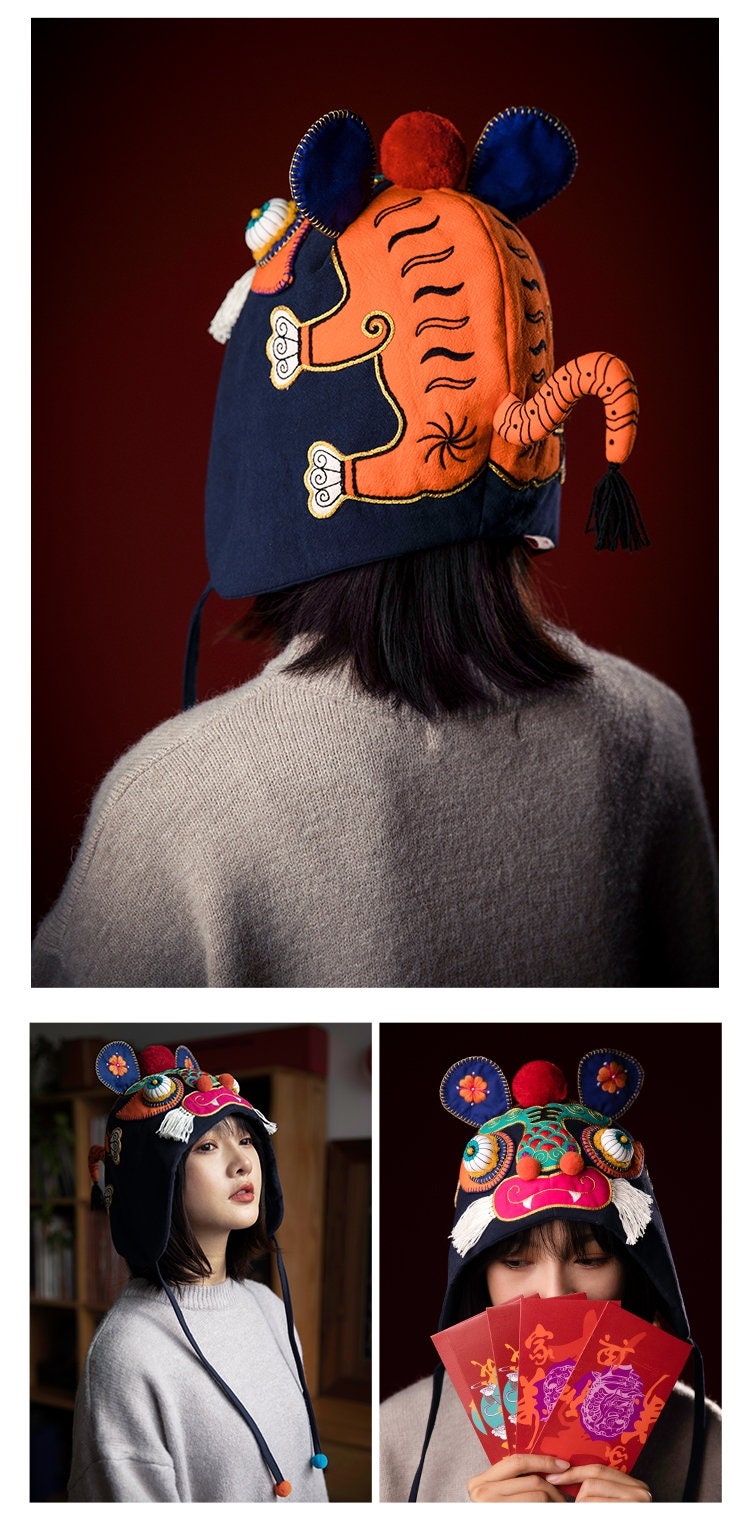 Tiger Head Hat, DIY Embroidery Kit, Chinese Traditional Good Luck ...