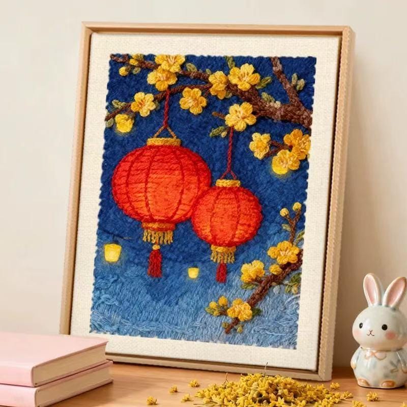 Chinese Red Lantern Punch Needle Kit – Traditional DIY Craft Kit, Lunar ...