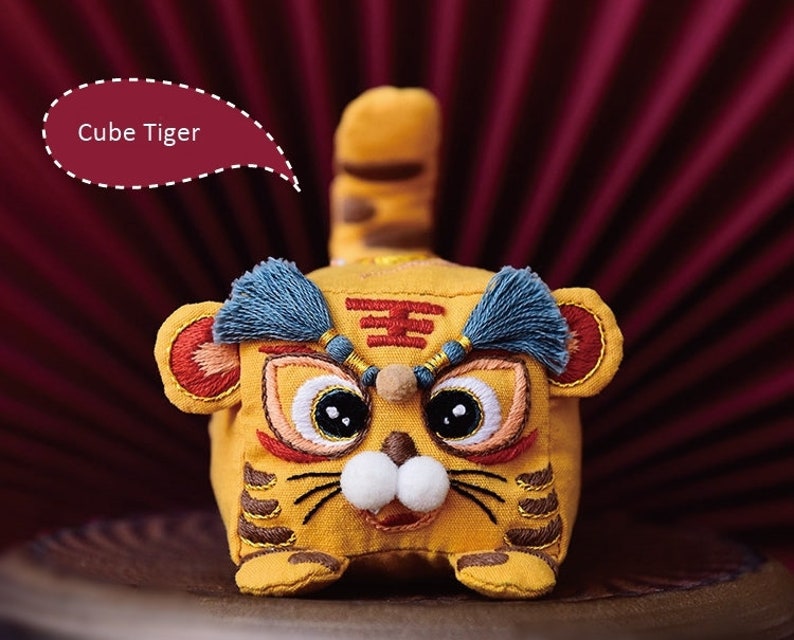 Cube Tiger | DIY Embroidery Kit for Beginners / Auspicious Fabric Tiger ...