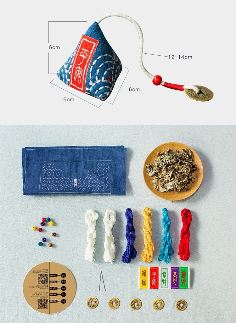 Triangle Sachet Amulet / DIY Embroidery Kit for Beginners / Pack of 5 ...