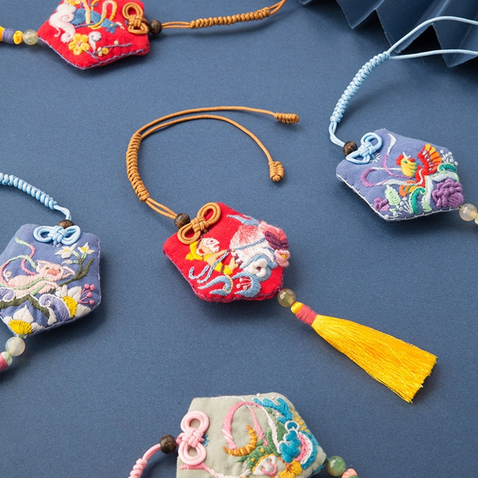 12 Zodiacs Animals Amulet Charm / Beginner DIY Emrboidery Kit ...