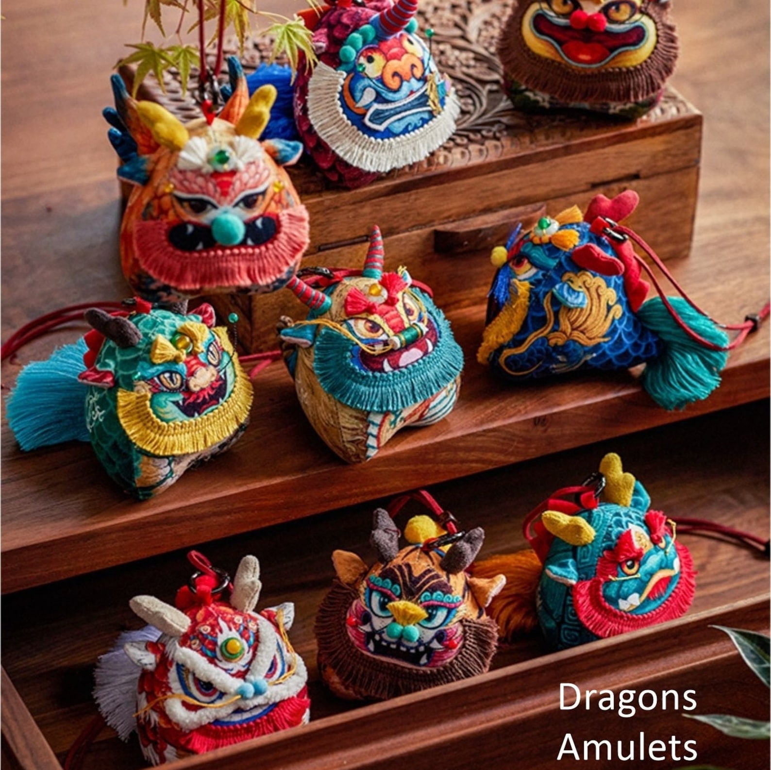Nine Sons of the Dragon King, Good Luck Dragon Amulet, Handmade ...