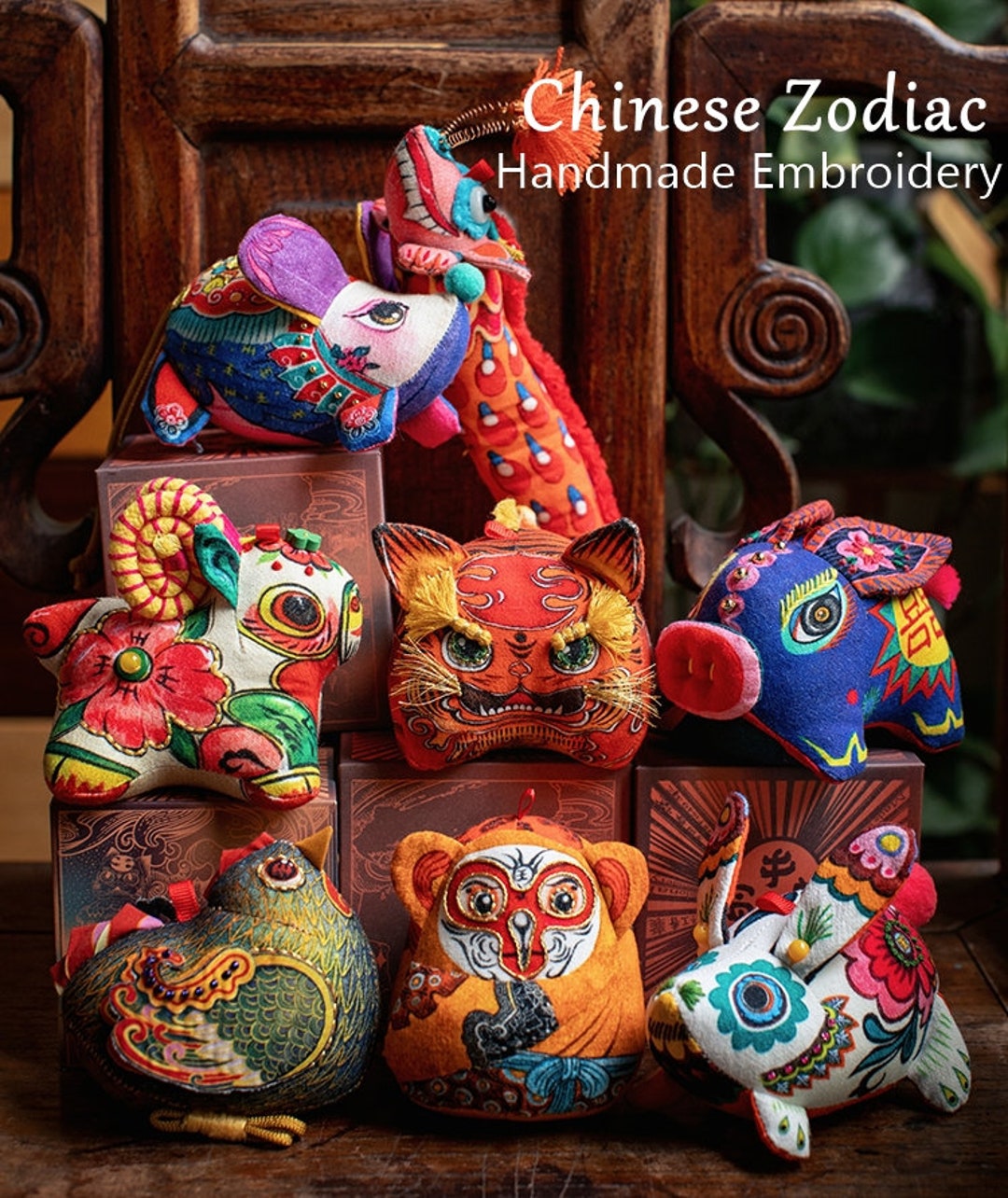 Chinese Zodiac | 12 Zodiac Signs Handmade Embroidery Unique Gift Home ...