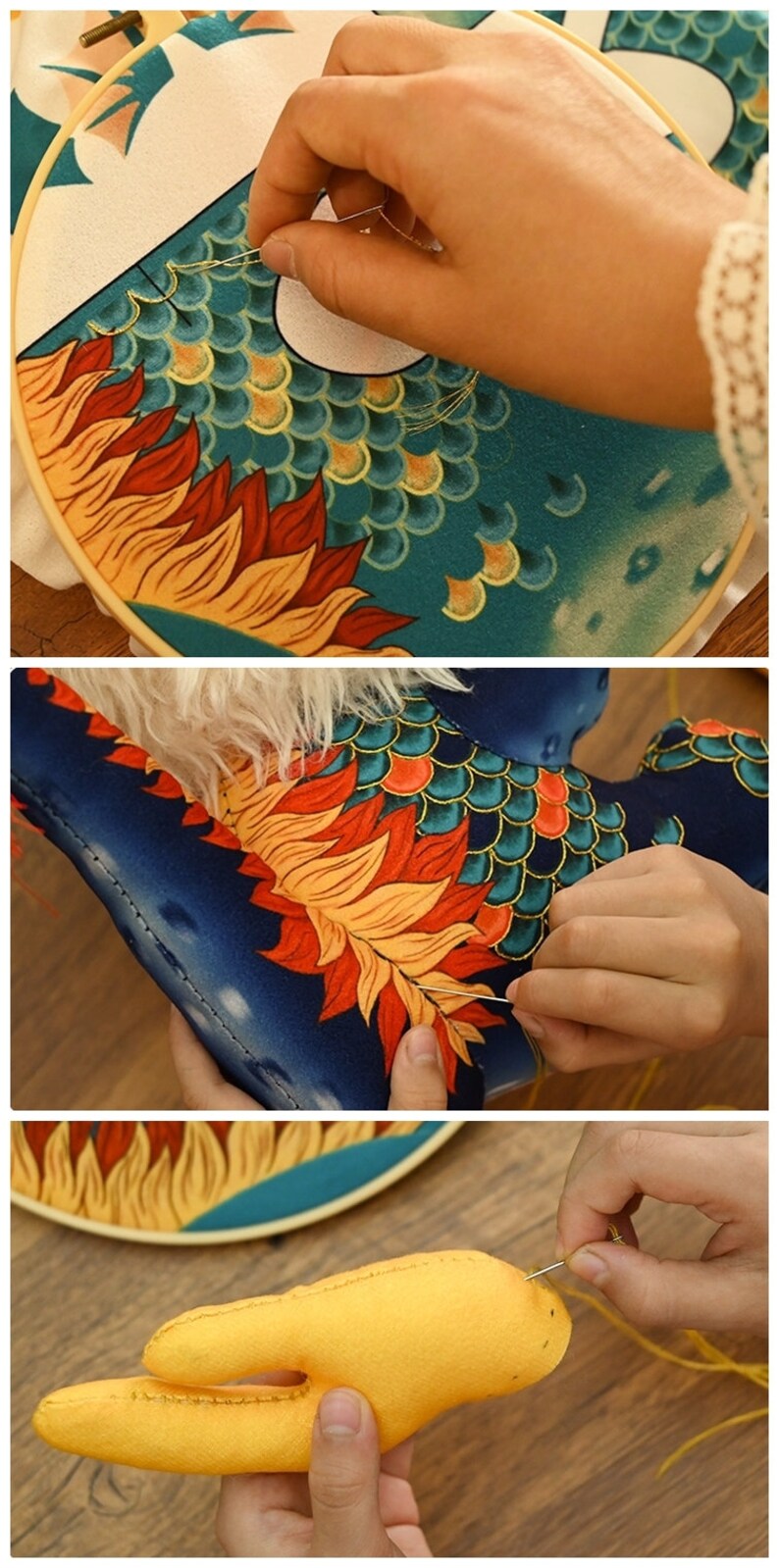 Azure Dragon DIY Emrboidery Kit, Handmade Good Luck New Year Gift, Hand ...